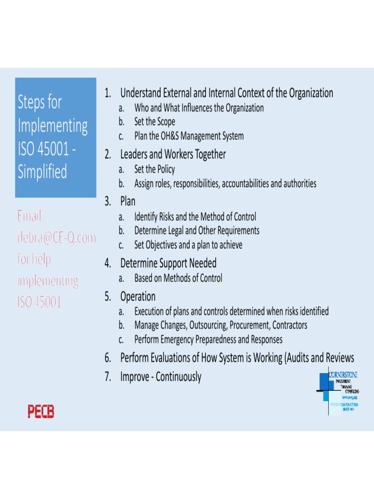 Steps For Implementing ISO 45001 Simplified | PDF