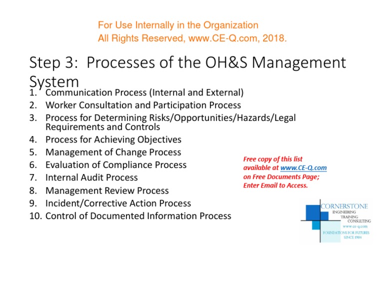Step 3: Processes of The OH&S Management System: For Use Internally in ...