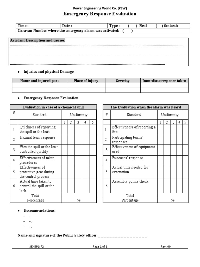 EHSP1 - F2 Emergency Response Evaluation | PDF | Emergency Evacuation ...