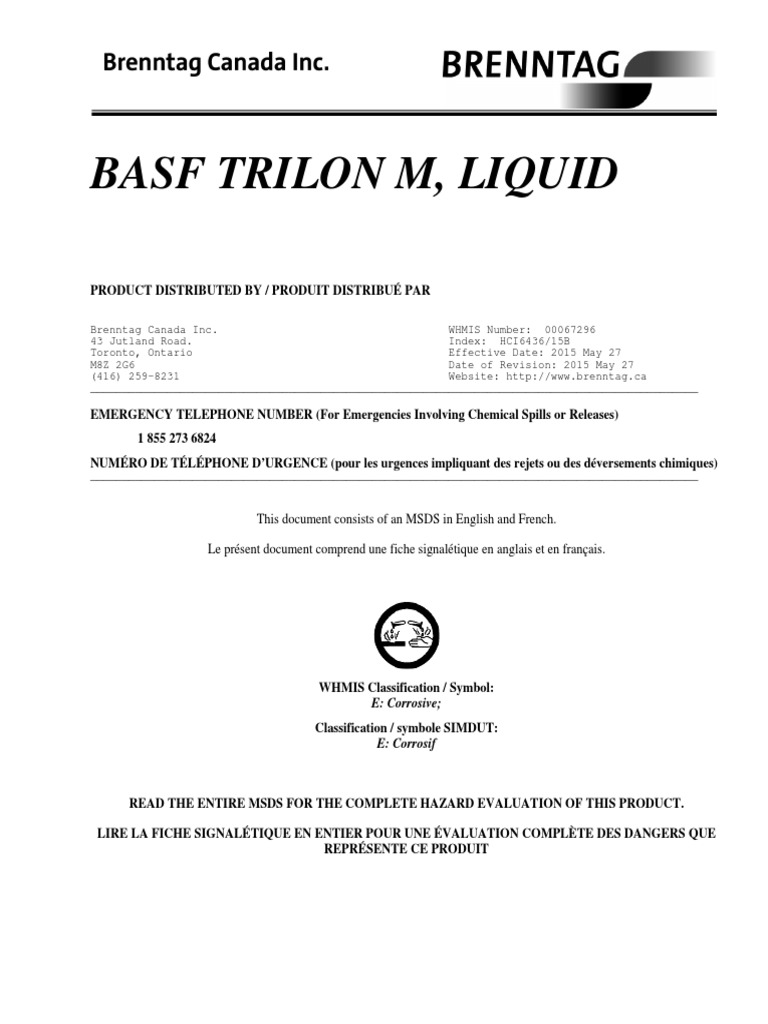 Trilon M | Download Free PDF | Toxicity | Dangerous Goods