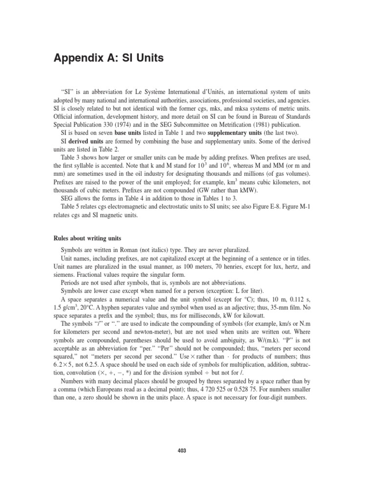 Appendix A: SI Units: Rules About Writing Units | PDF | International ...