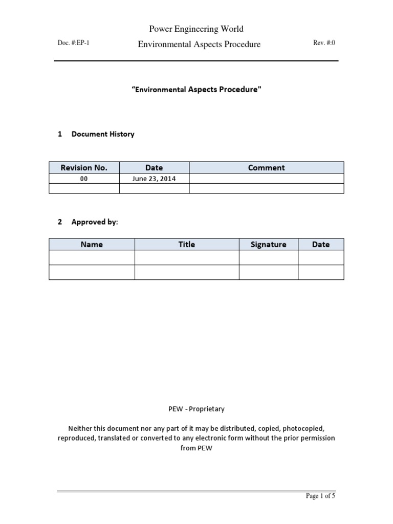Environmental Aspects Procedure Guide | PDF | Environmental Impact ...