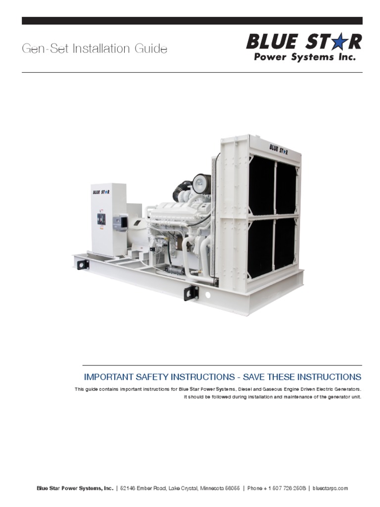 Blue Star Generator Installation | PDF | Duct (Flow) | Radiator