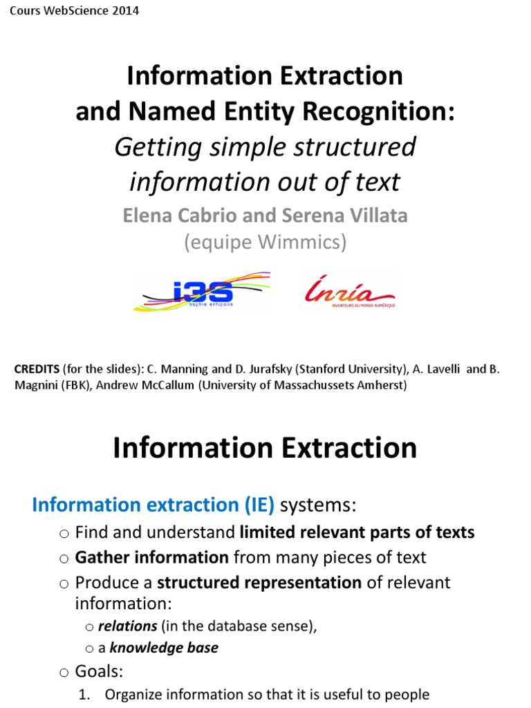 Information Extraction and Named Entity Recognition | PDF | Information Retrieval | Statistical ...