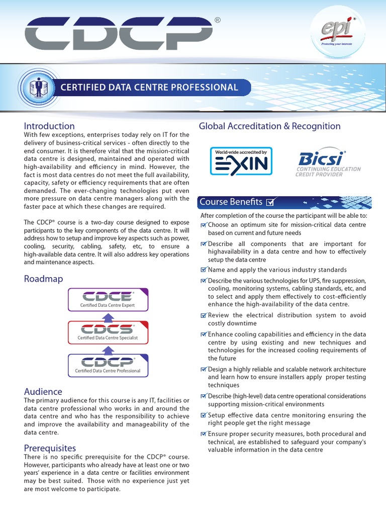 Certified Data Centre Professional: Global Accreditation & Recognition | PDF | Data Center ...
