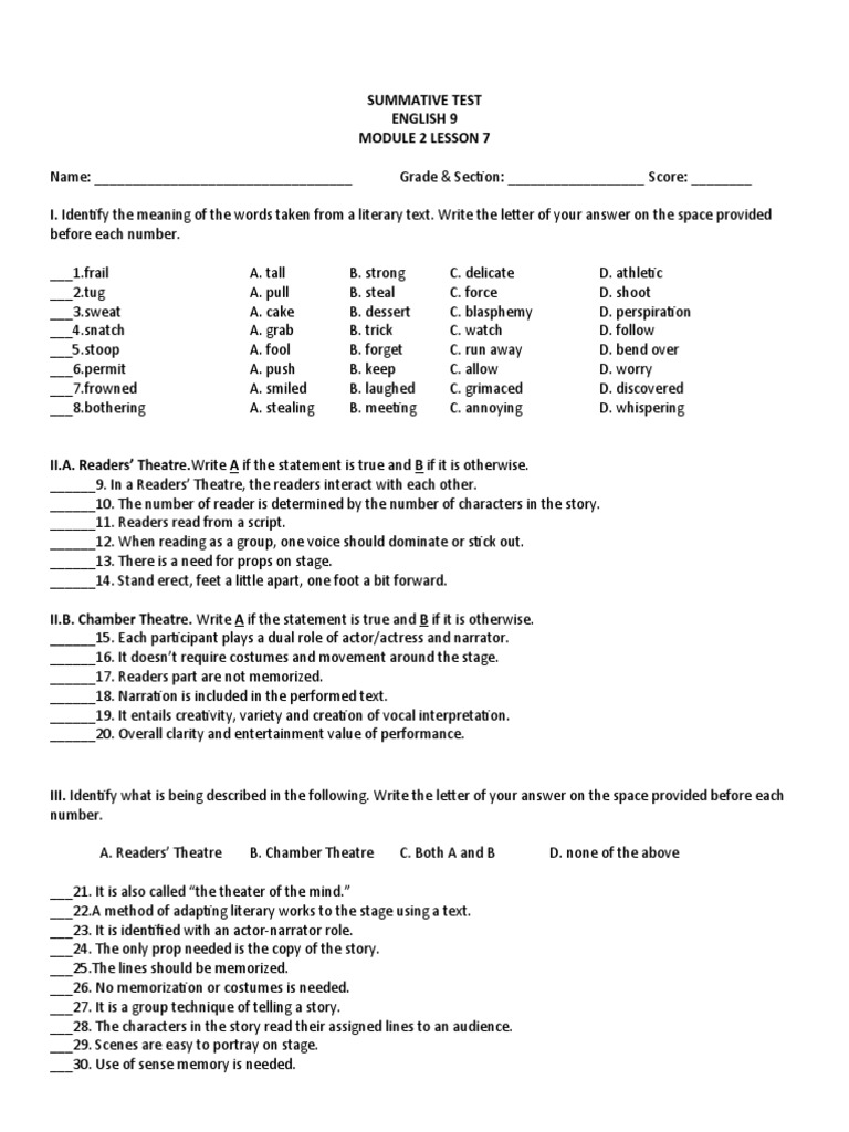 Module 2 Lesson 7 | PDF | Theatre | Entertainment
