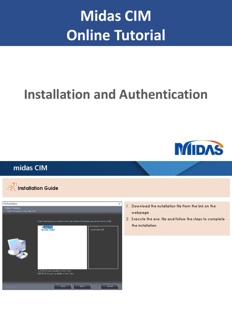 Midas CIM Online Tutorial: Installation and Authentication | PDF