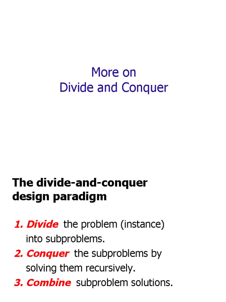 More On Divide And Conquer Pdf Algorithms And Data Structures Theory Of Computation 