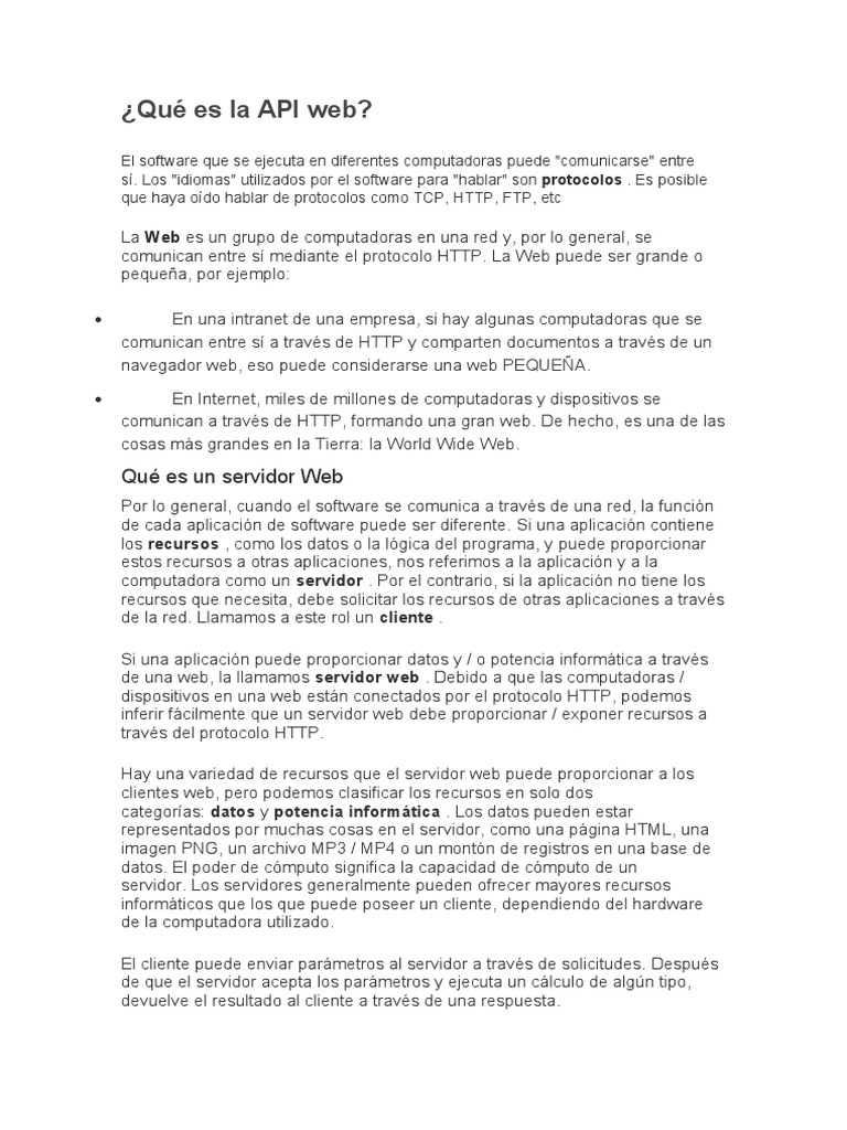Lesson 1 Qué Es La API Web | PDF | Servidor web | Internet y web
