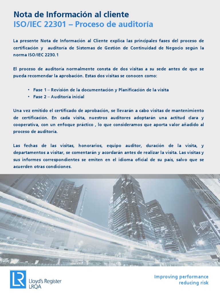 Proceso de Auditora en La Norma Isoiec 22301 de Si PDF | PDF | Auditoría | Contralor