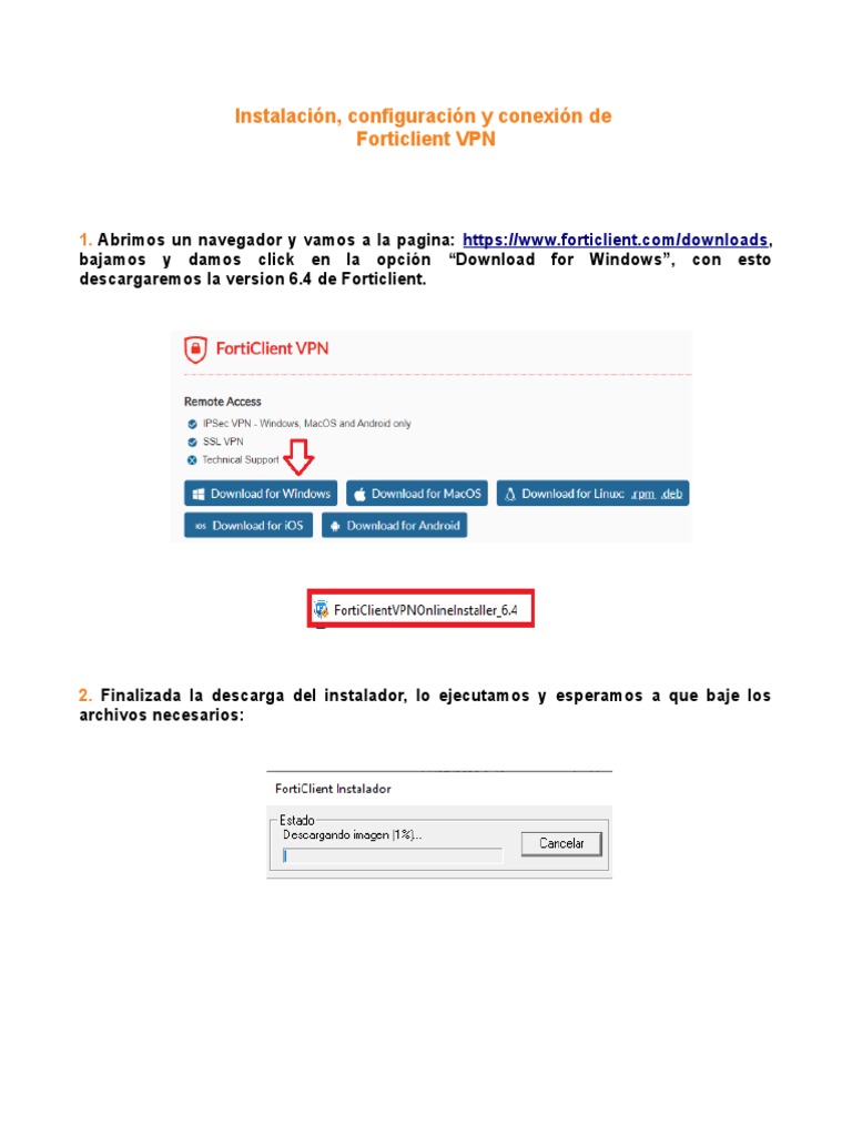 Instalacion y Configuracion VPN Forticlient V. 1.0 PDF | PDF | Informática