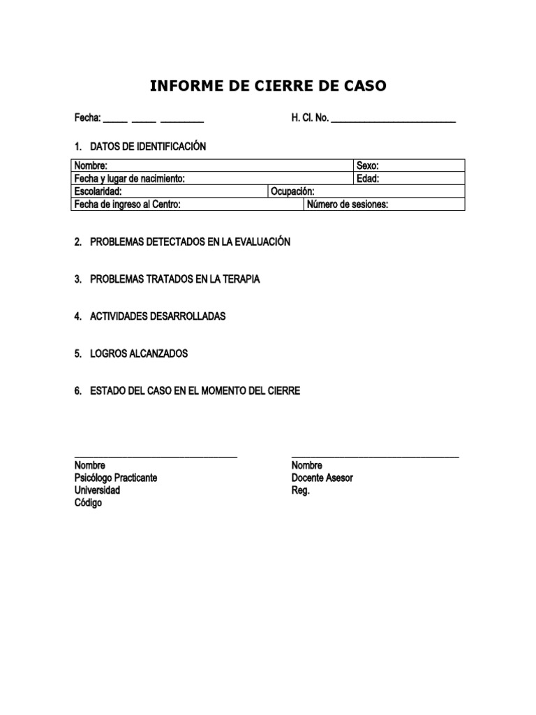 Informe de Cierre de Caso | PDF