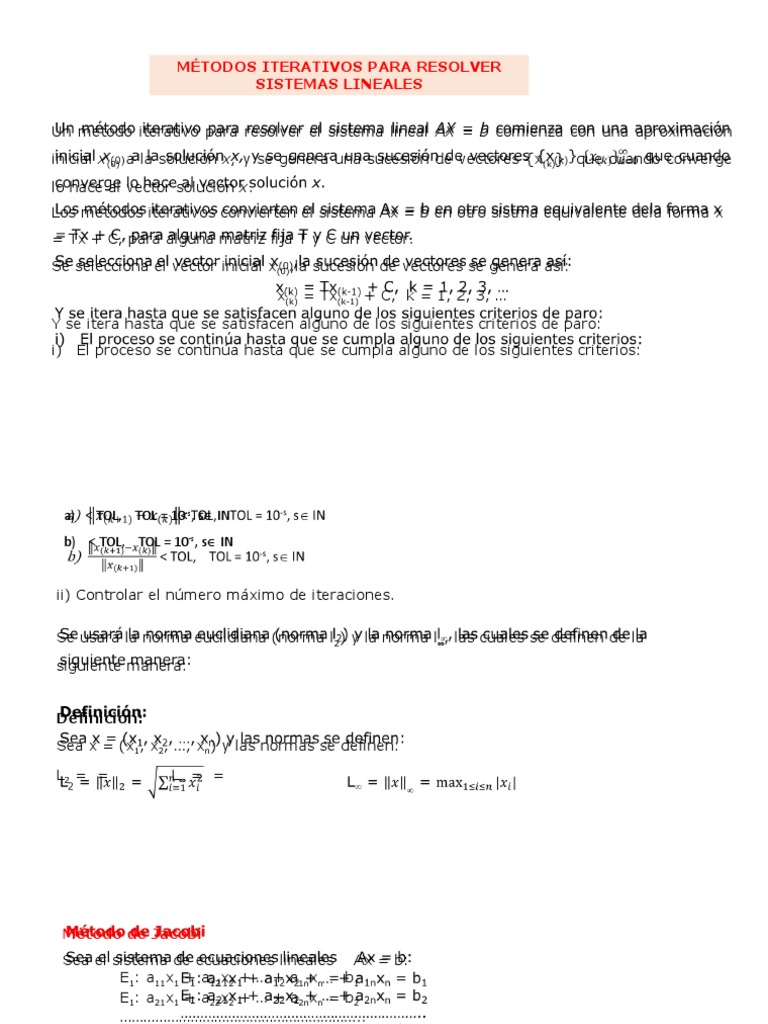 Metodos Iterativos | PDF | Sistema de ecuaciones lineales | Algoritmos