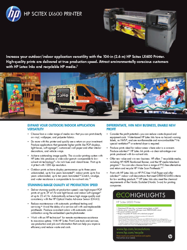 HP Scitex Lx600 Printer | PDF | Printer (Computing) | Hewlett Packard
