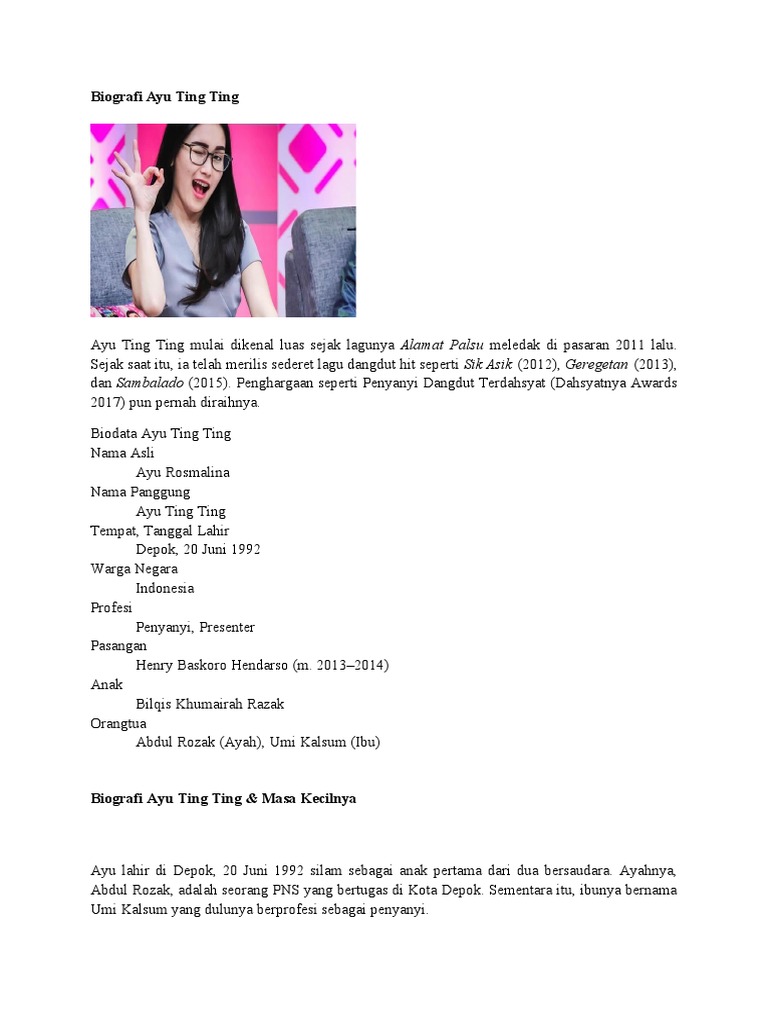 Biografi Ayu Ting Ting | PDF | Seni