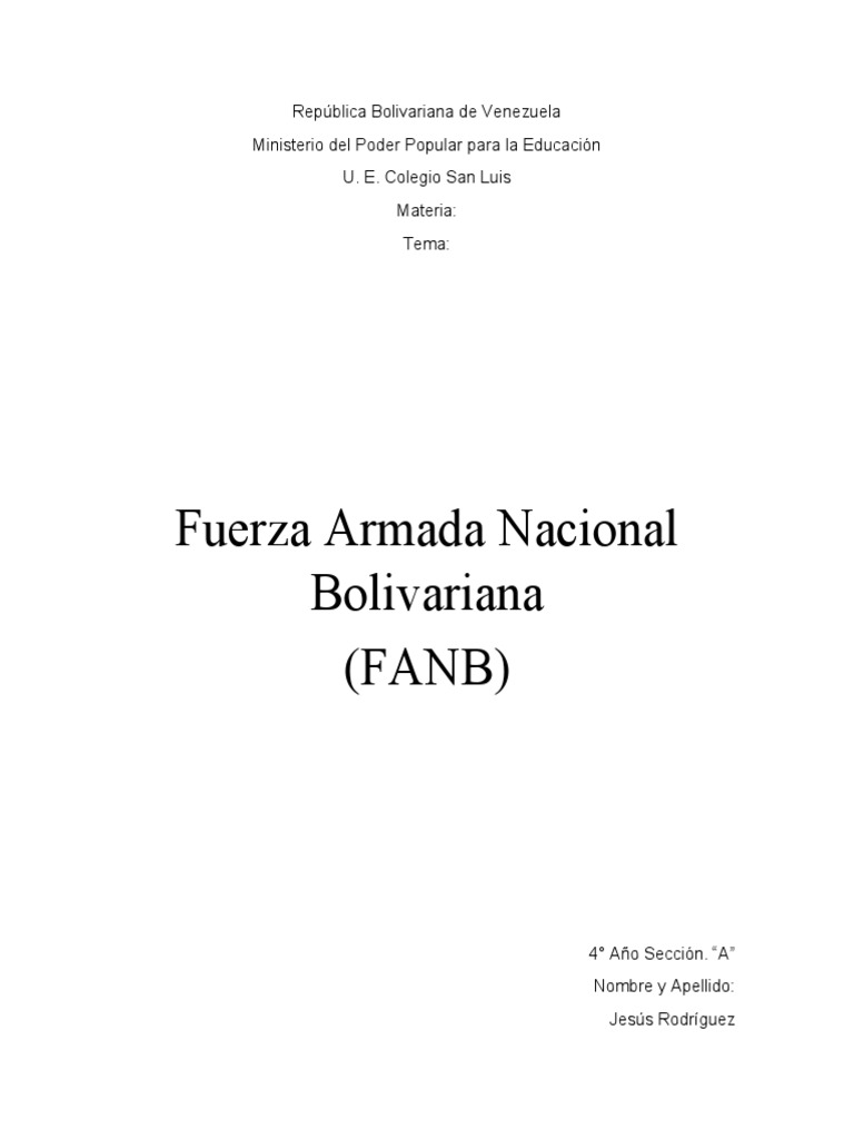 Origen y función de la FANB en Venezuela | PDF | Política | Historia