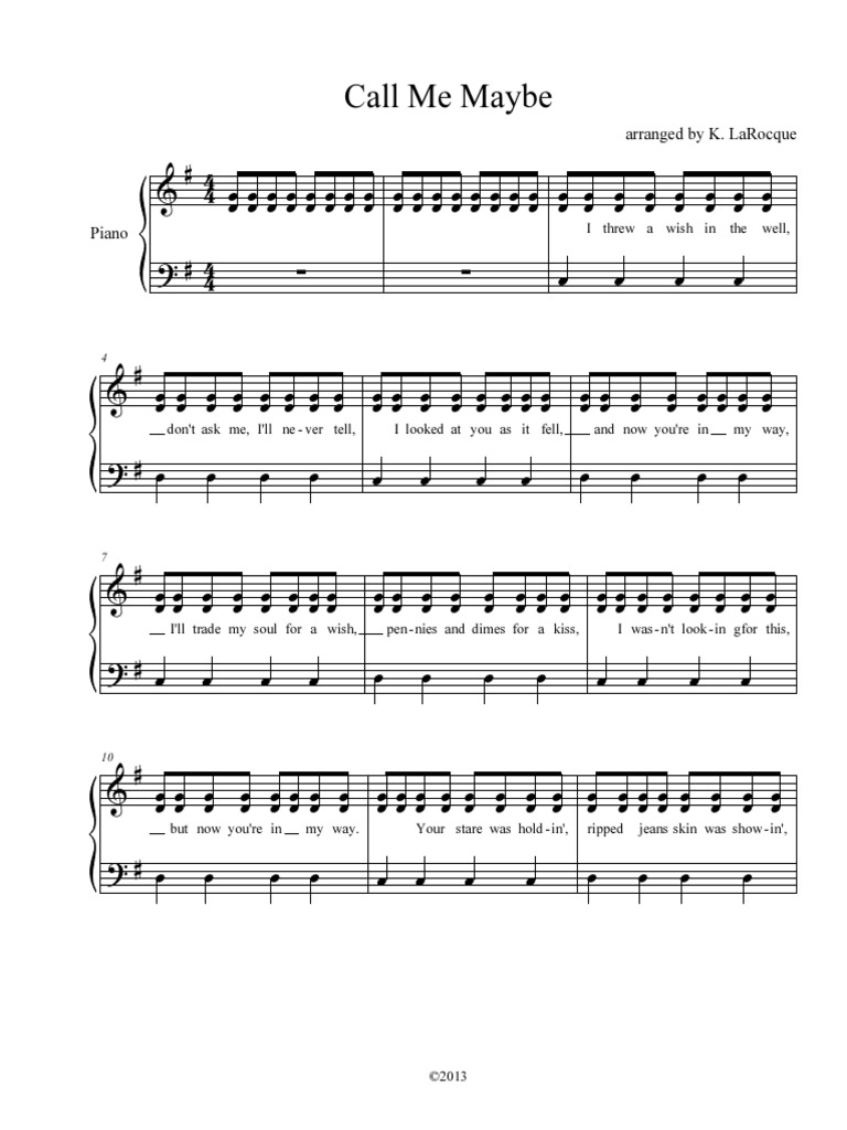 Call Me Maybe - Piano Accompaniment | PDF