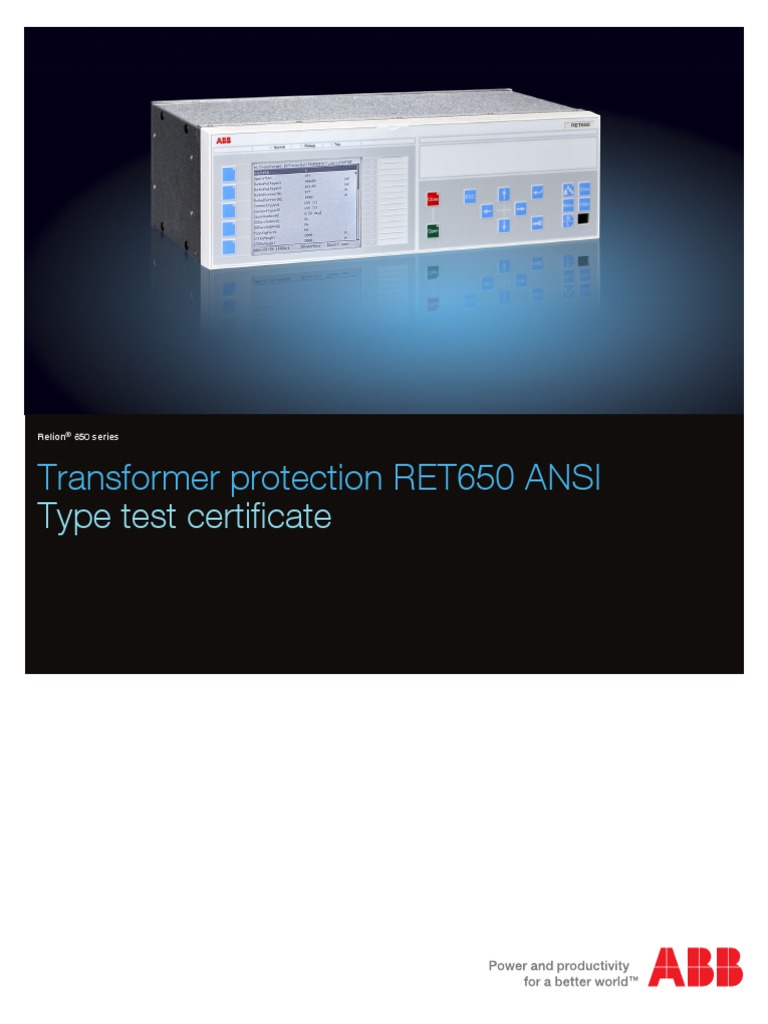 Transformer Protection RET650 ANSI: Type Test Certificate | PDF | Hertz ...