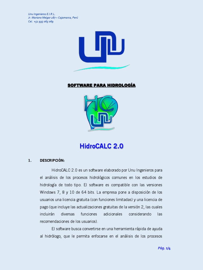 Brochure - HidroCALC 2 PDF | PDF | Usuario (informática) | Software