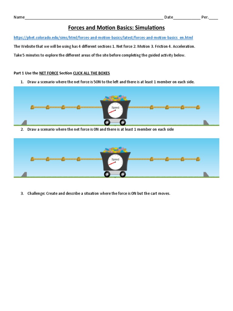 Forces and Motion Basics Worksheet | PDF | Acceleration | Force