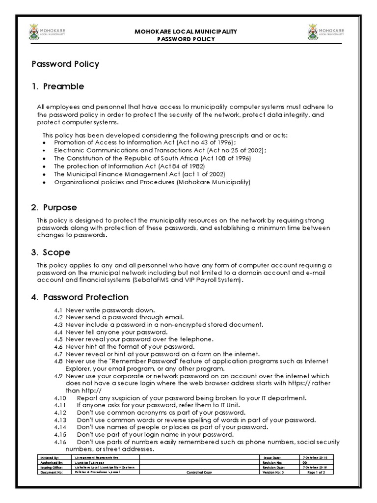 Ict Password Policy Pdf Password Computer Network