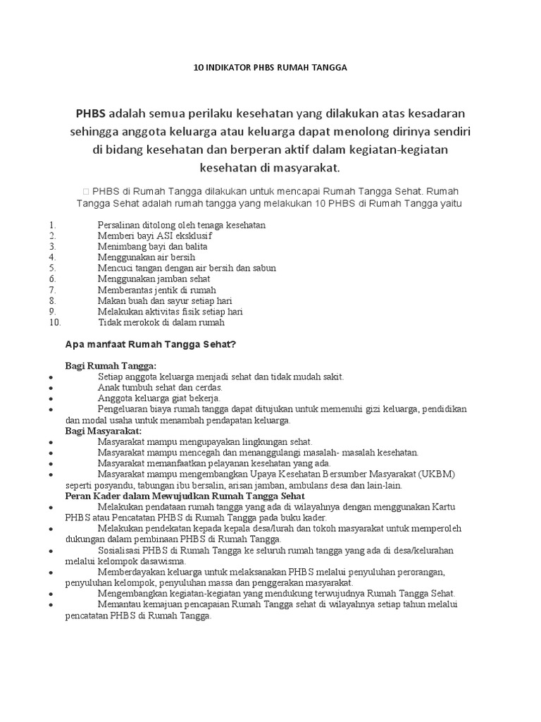Panduan PHBS untuk Keluarga Sehat | PDF