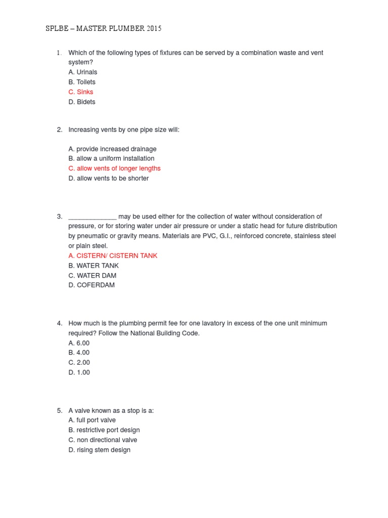 Master Plumber Reviewer Random PDF | PDF | Plumbing | Pump