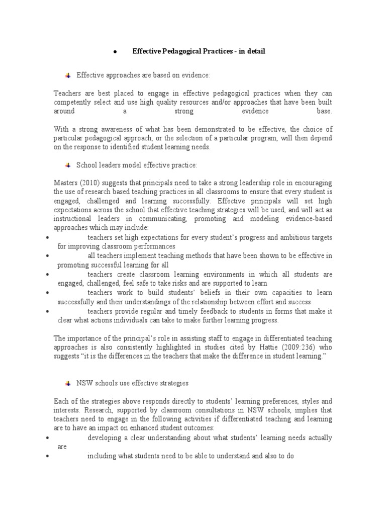 Effective Pedagogical Practices | PDF | Differentiated Instruction ...
