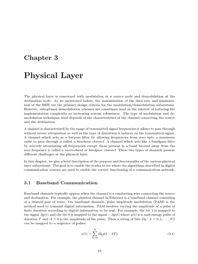 Physical Layer: 3.1 Baseband Communication | PDF | Modulation | Telecommunications
