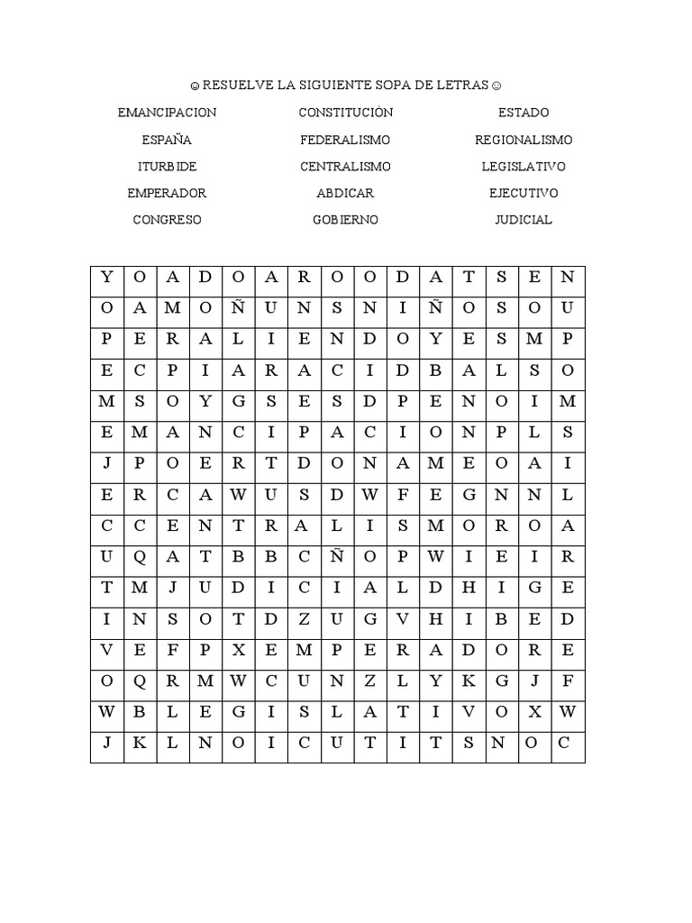 Sopa De Letras De Historia