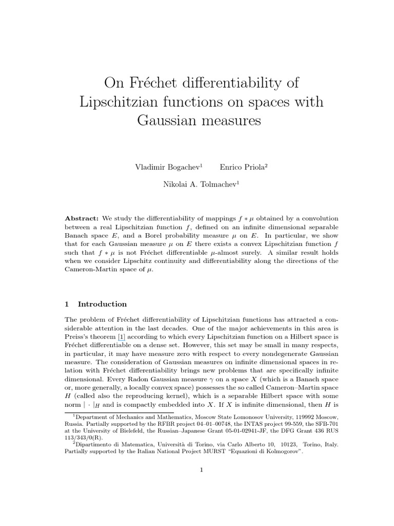 On Frechet Differentiability of Lipschit PDF | Download Free PDF ...