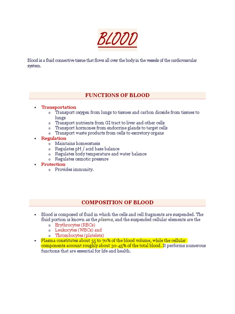 Physiology of Blood PDF | PDF | Lipoprotein | Cholesterol