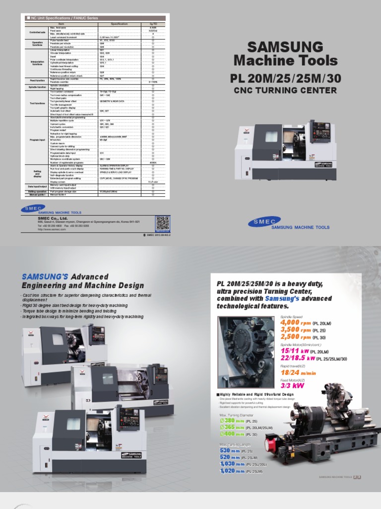 Samsung Machine Tools: PL 20M/25 / 25M / 30 | PDF | Numerical Control ...