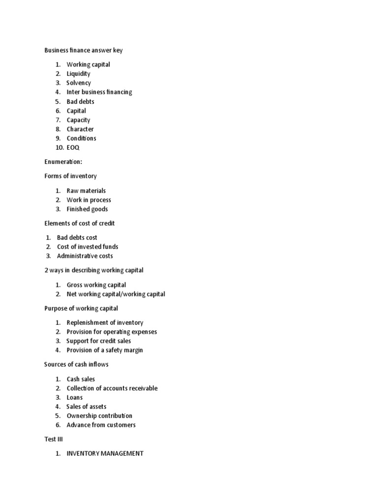 Business Finance Answer Key | PDF