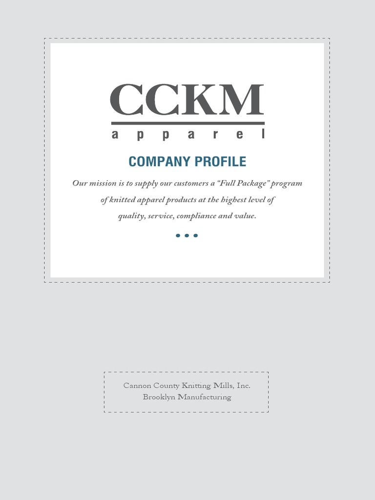 Cannon County Knitting Mills Profile | PDF | Sewing | Softlines (Retail)