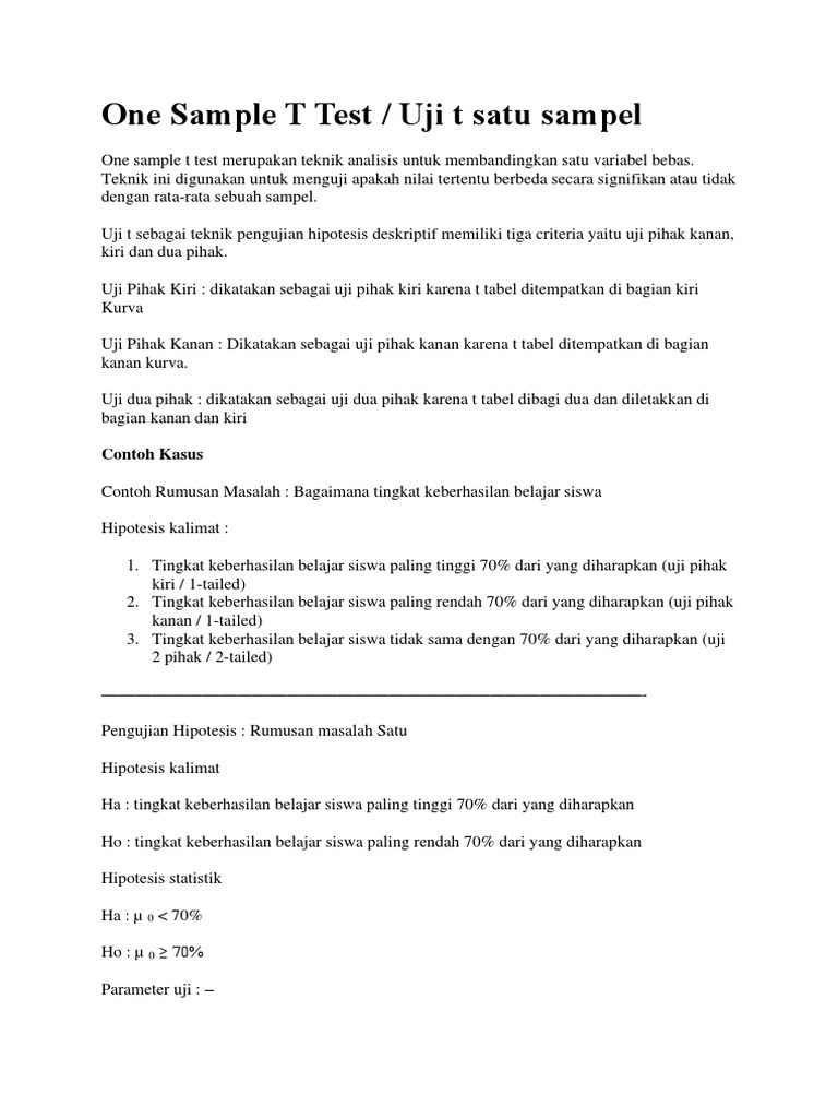 One Sample T Test | PDF