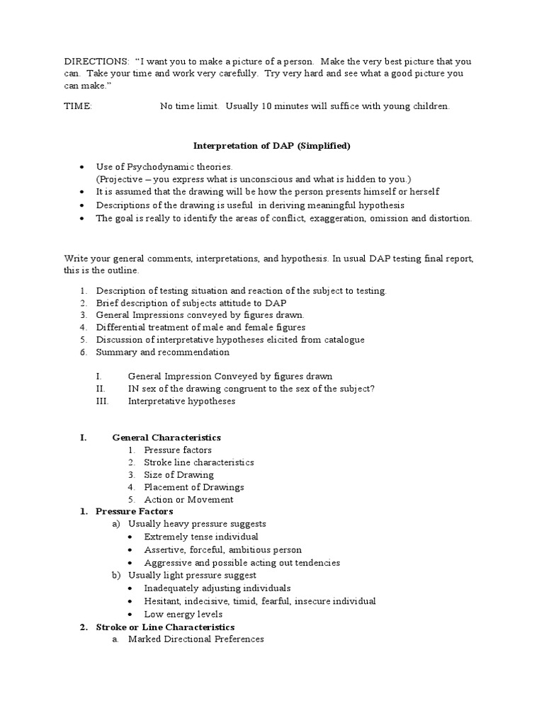DAP Test: Scoring and Interpretation Guide | PDF | Senses | Hypothesis
