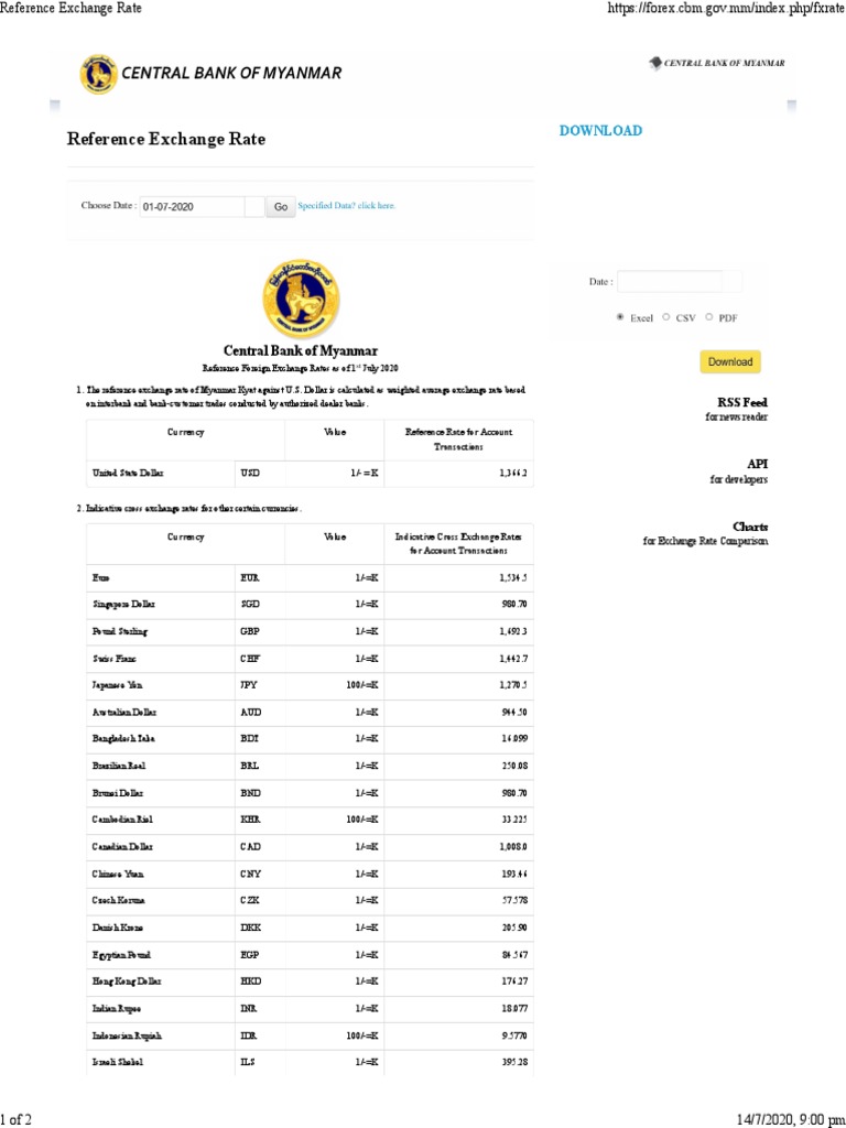 Reference Exchange Rate: Download | PDF | Renminbi | Exchange Rate