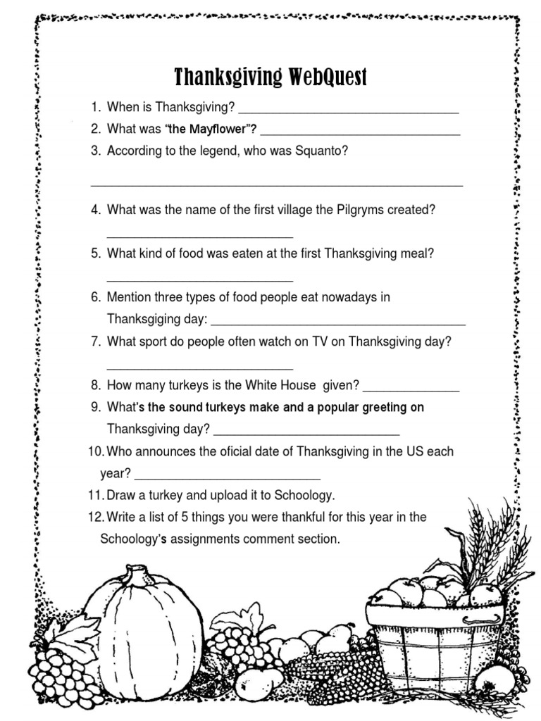 Thanksgiving WebQuest | PDF