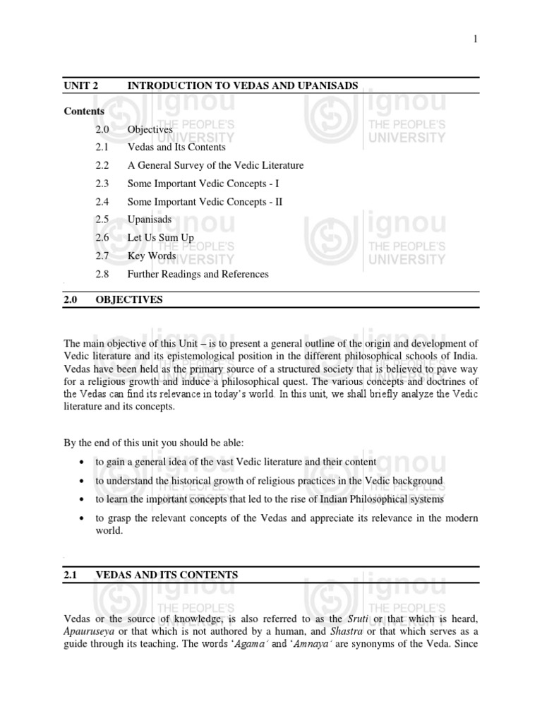 Unit 2 Introduction To Vedas and Upanisads | PDF | Vedas | Upanishads