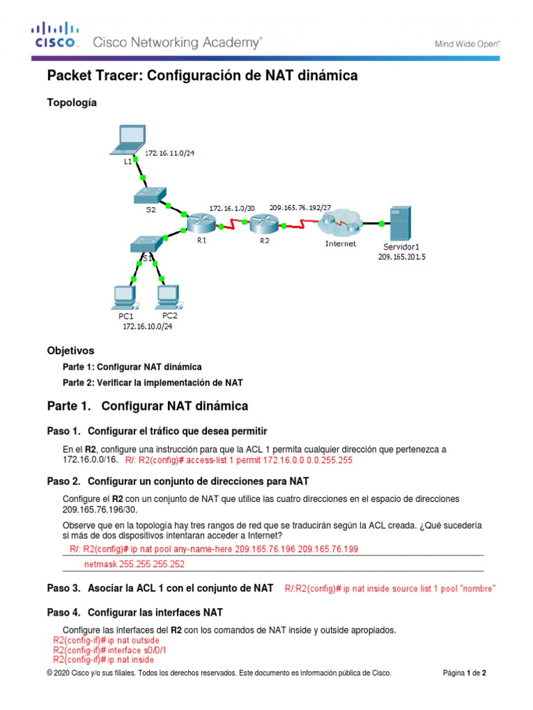 9.2.2.5 Configuracion de NAT Dinamica PDF | PDF