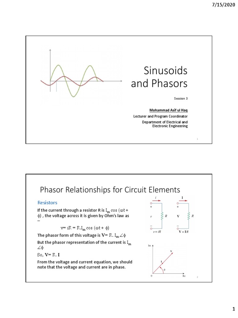 Sinusoids & Phasors 3 | PDF | Electrical Impedance | Electrical Network