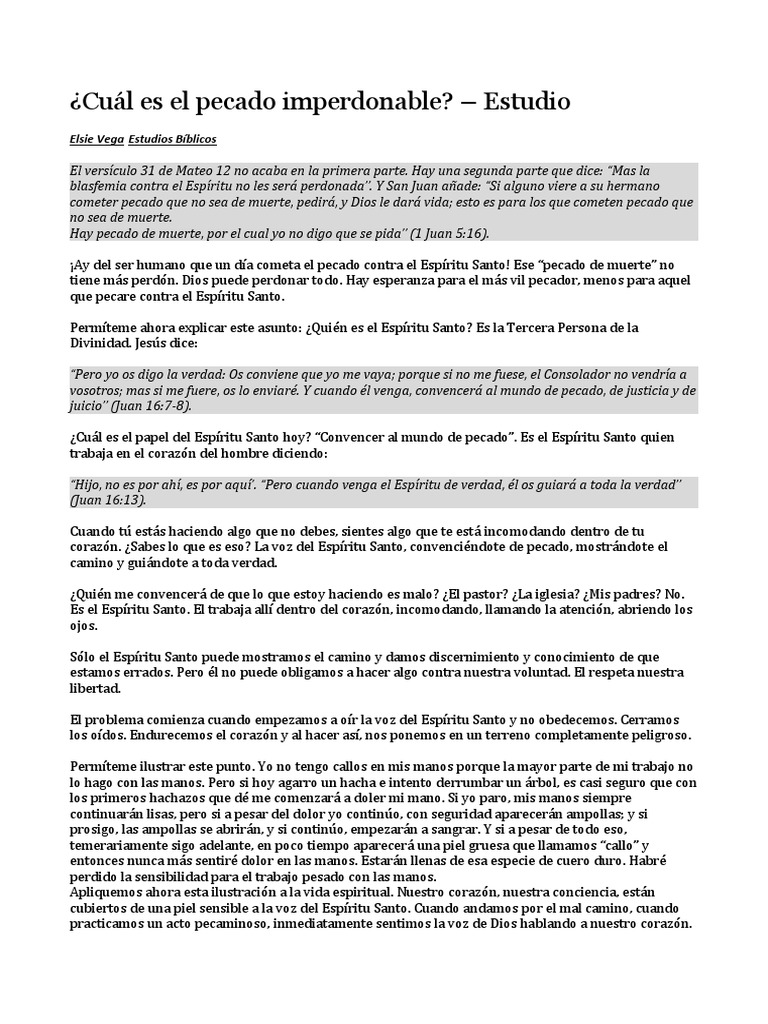 Cuál Es El Pecado Imperdonable | PDF | Pecado | espíritu Santo