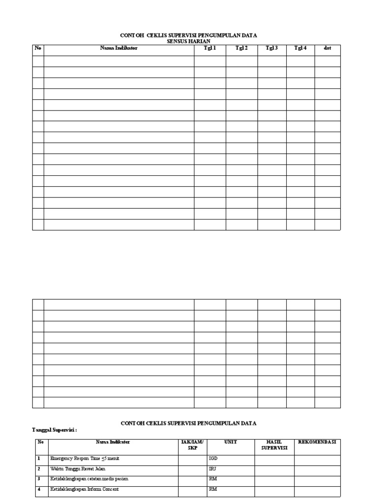 Contoh Ceklis Supervisi Pengumpulan Data | PDF