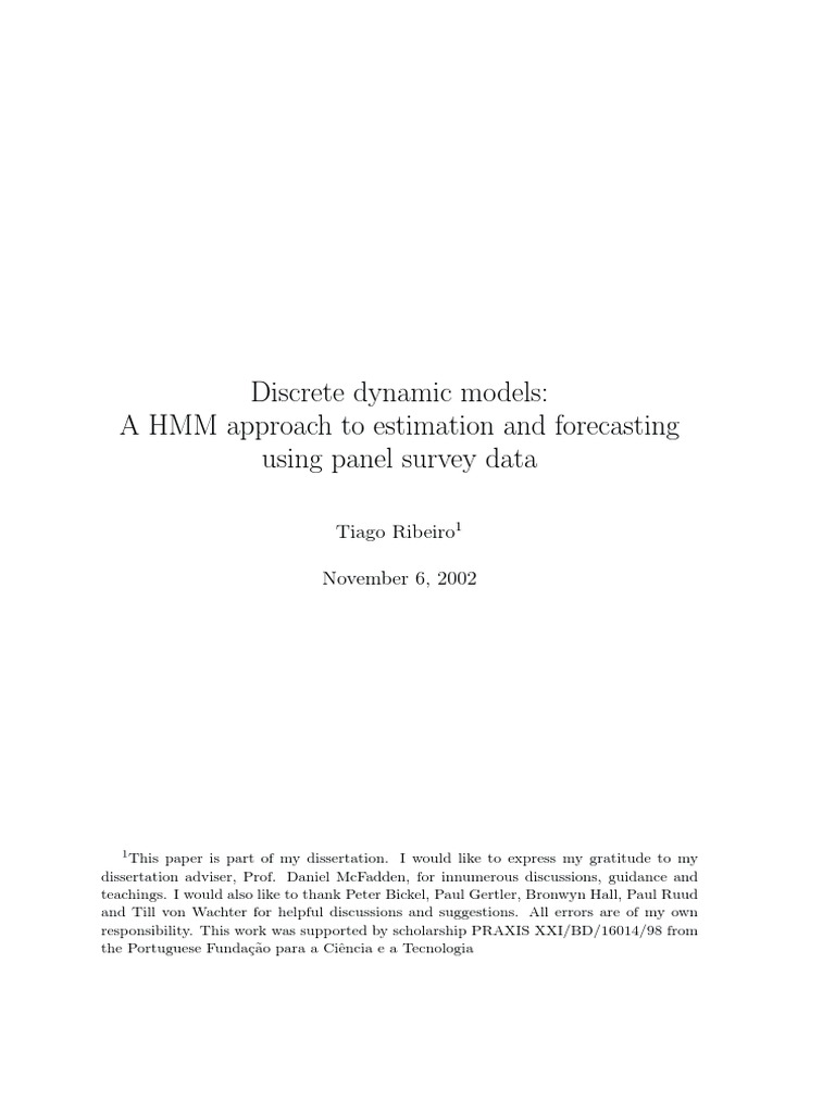Discrete Dynamic Models: A HMM Approach To Estimation and Forecasting ...