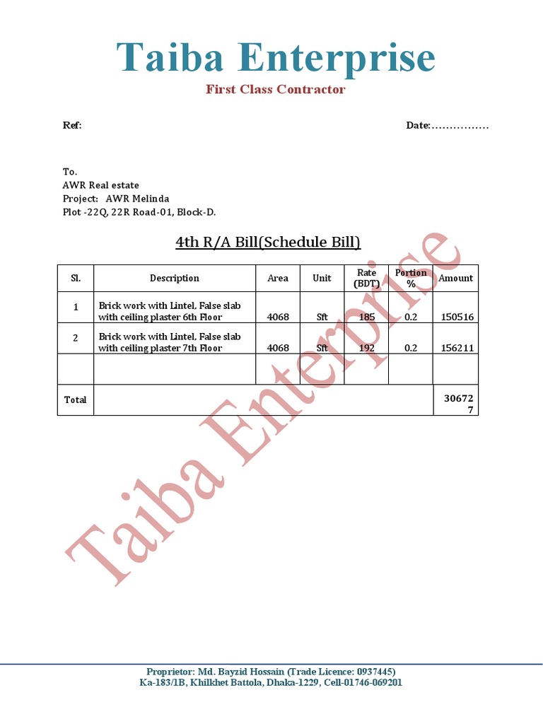 AWR Melinda Project Billing Details | PDF
