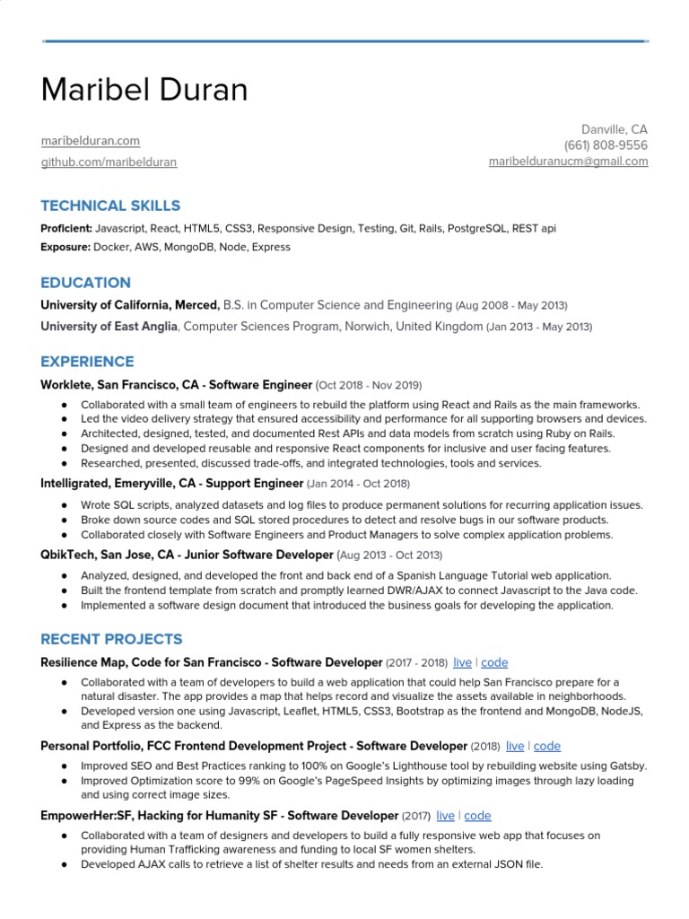 Maribel Duran: Technical Skills | PDF | Ruby On Rails | Web Application