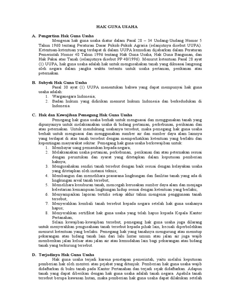 Hak Guna Usaha | PDF | Hukum