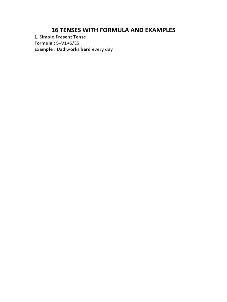 16 Tenses With Formula and Examples | PDF