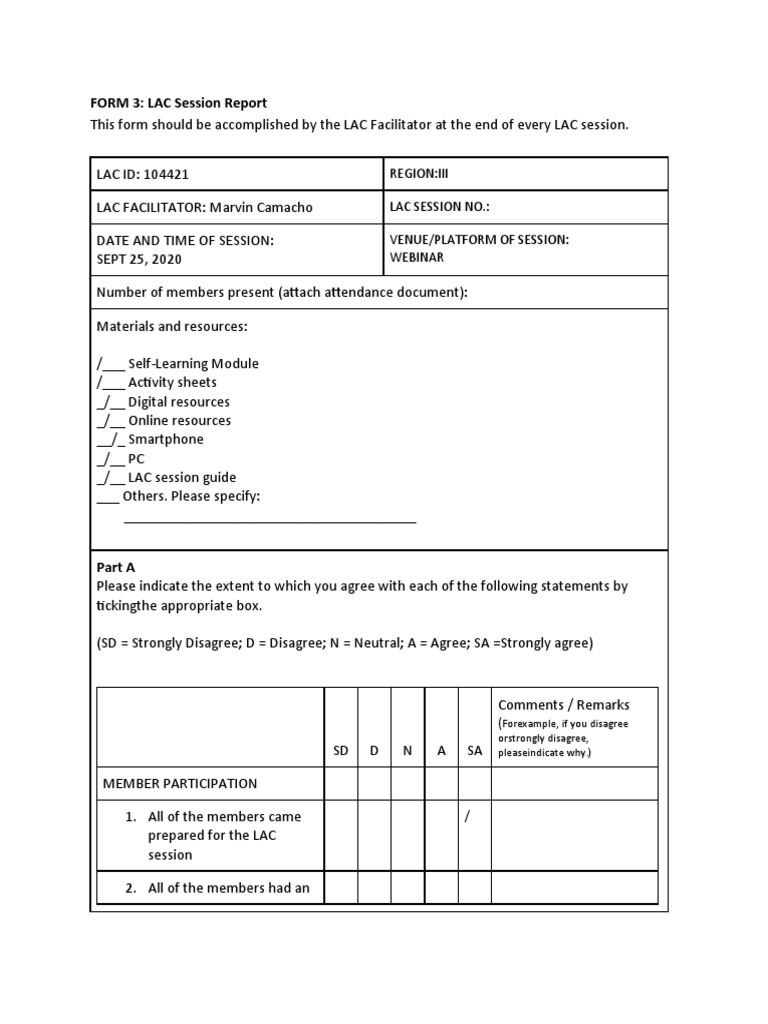 Form 3. LAC Session Report | PDF | Teaching | Pedagogy